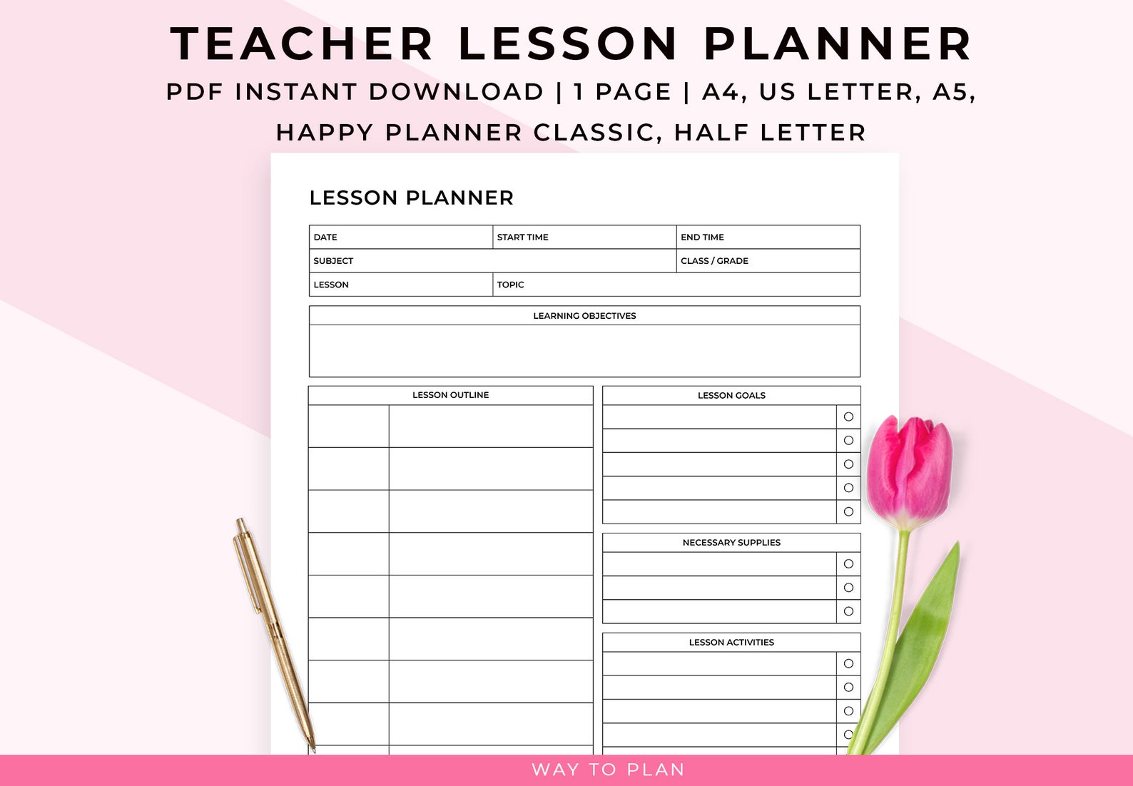 Teacher Lesson Planner 2025-2026. Daily Lesson Plan Template. Lessons ...