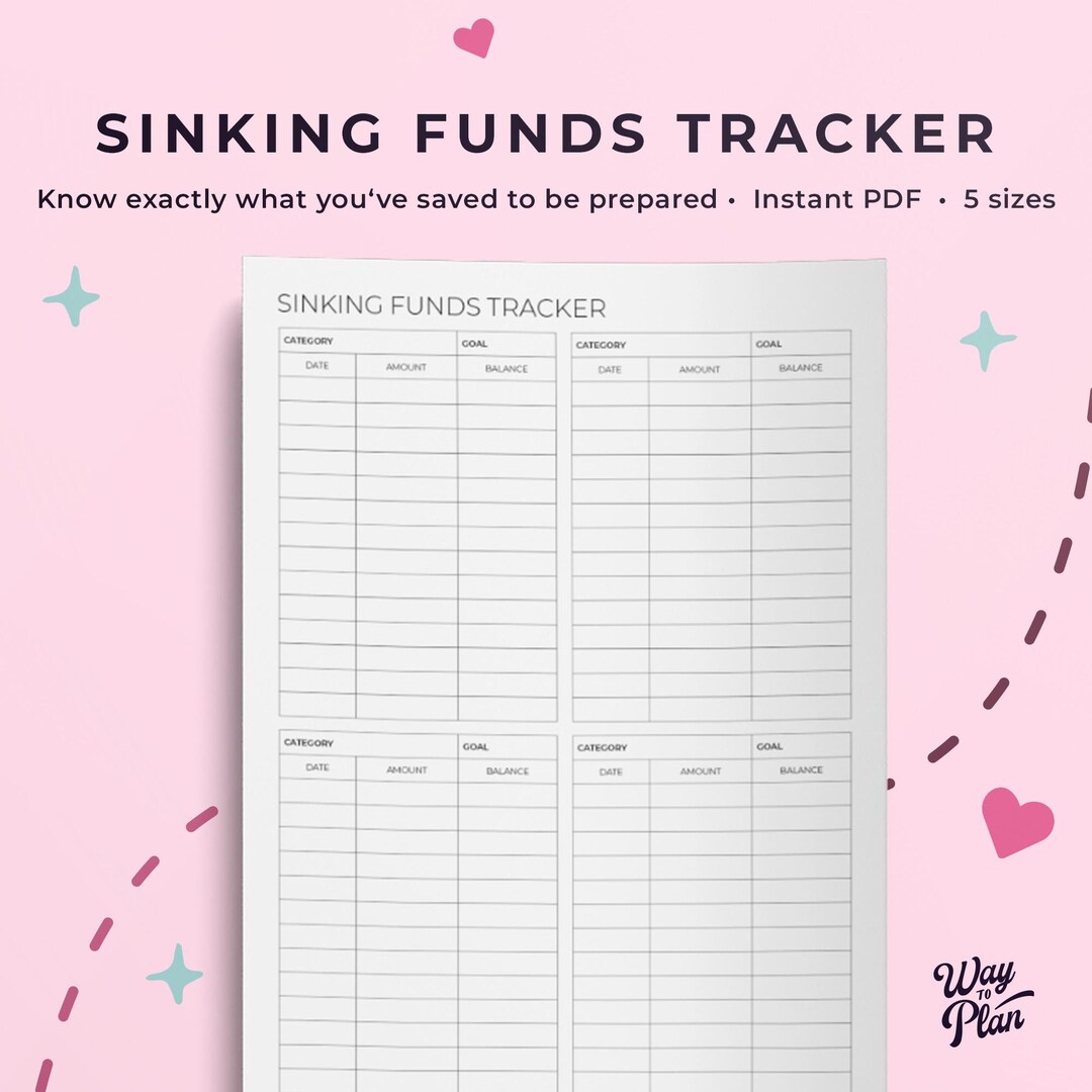 Sinking Funds Tracker to Be Prepared for Future Expenses and Save for ...