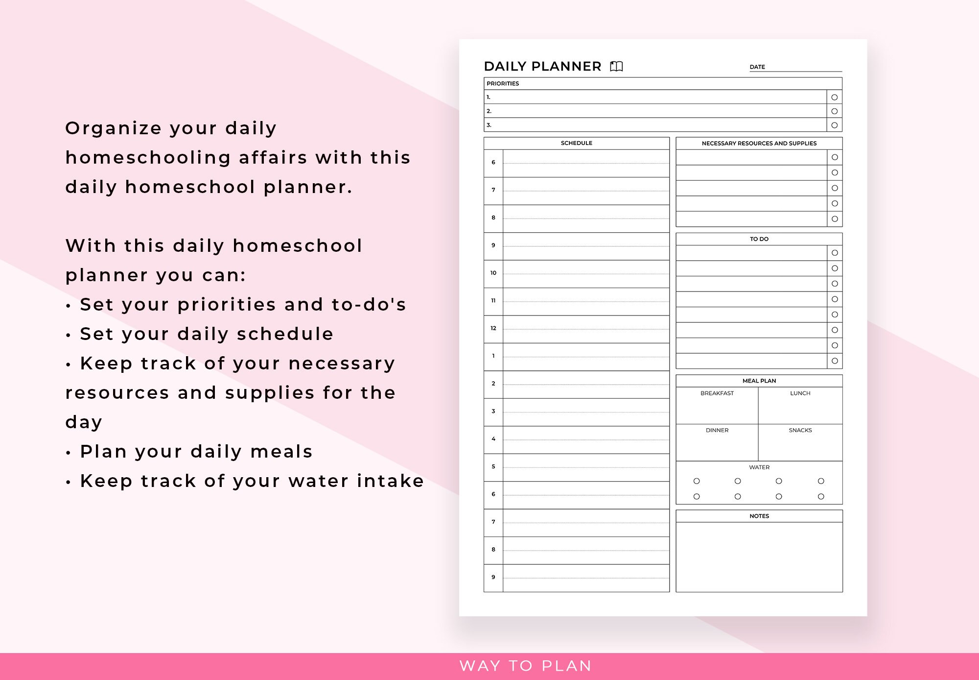 Homeschool Daily Schedule Printable. Homeschool Daily Planner. Daily ...