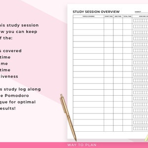 Study Session Tracker. Pomodoro Technique. Printable Study Log Timer ...