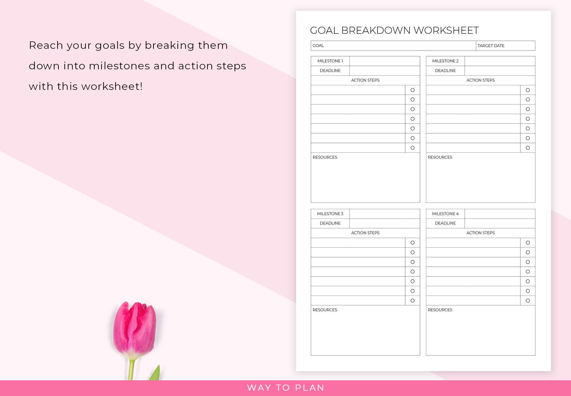 Goal Breakdown Worksheet to Break Down Your Goals to Make You Reach ...