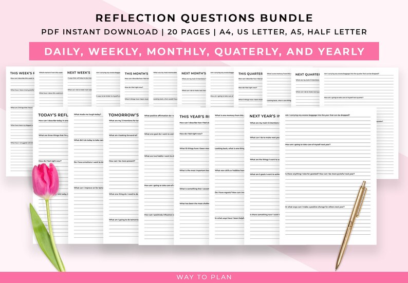 Daily Reflection Printable. Weekly Monthly Reflection Journal - Etsy