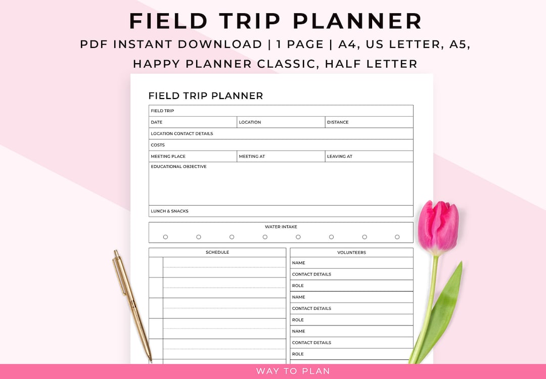 Field Trip Planner for Teachers. Printable School Outing Activities ...