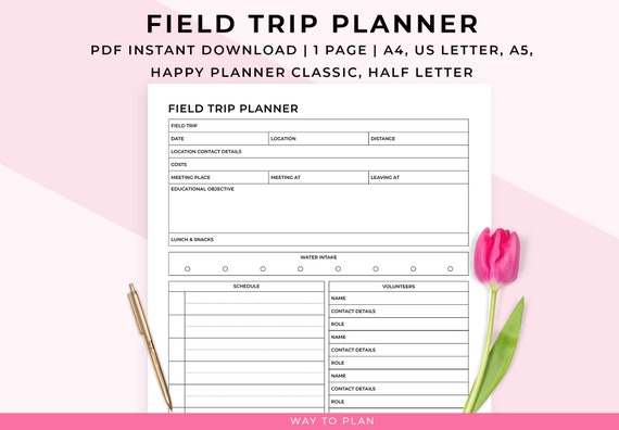 Field Trip Planner for Teachers. Printable School Outing - Etsy