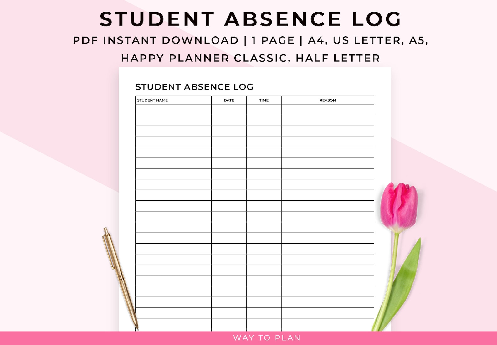 Absentee Log. Student Absences Tracker for Teachers. Absence Record ...
