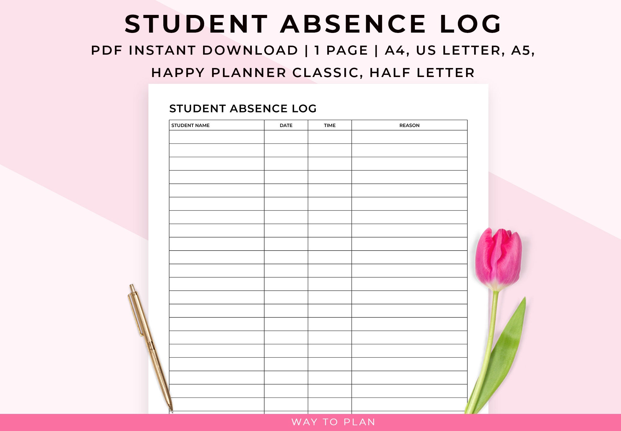 Absentee Log. Student Absences Tracker for Teachers. Absence Record ...
