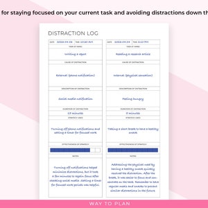 Adhd Distraction Log, ADHD Planner for Students, ADHD Planner Adult ...