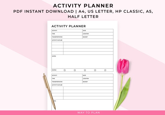Activity Planner. Trip Planner Printable. Summer Activities. | Etsy