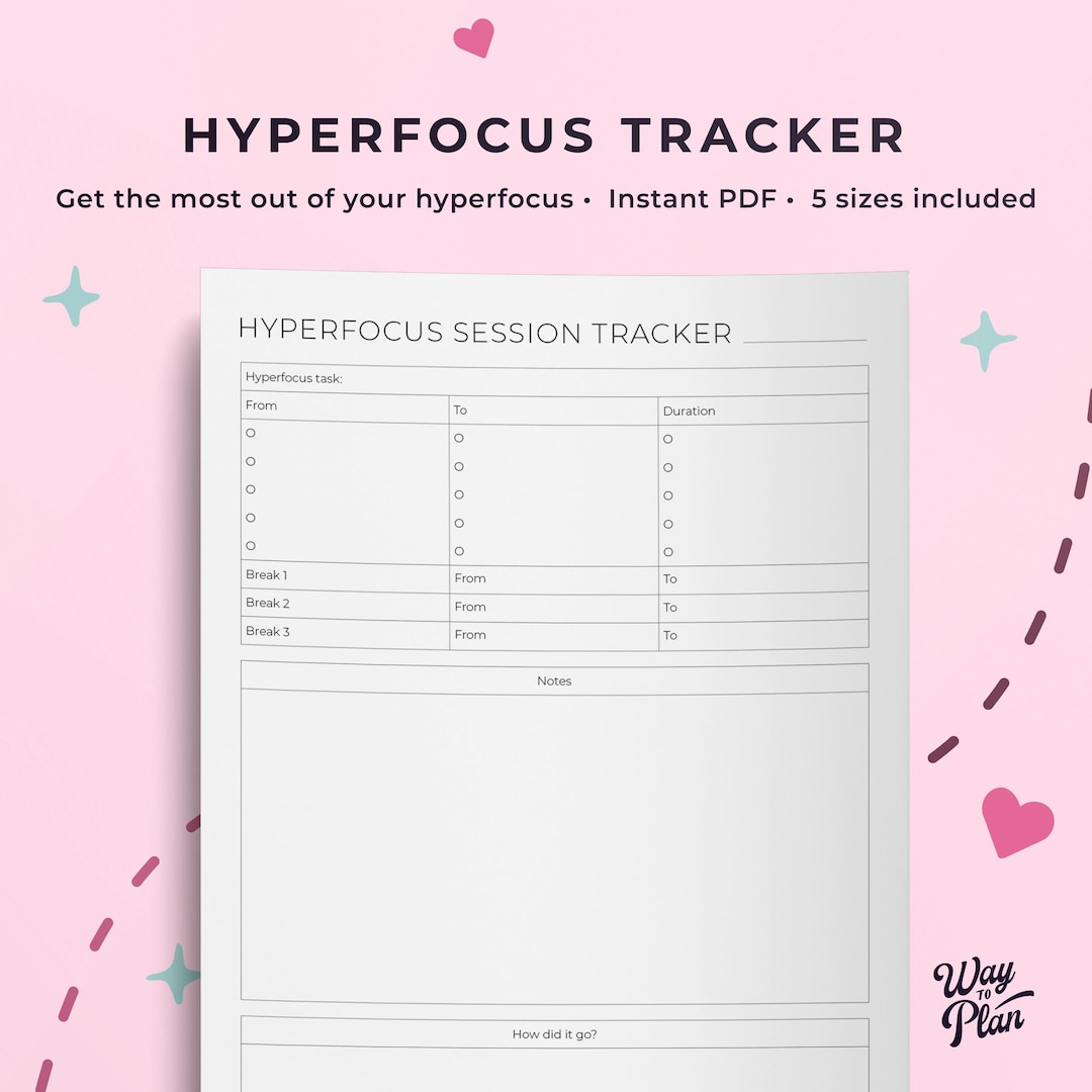 Hyperfocus Session Tracker to Track Your Hyperfocus Bursts - Etsy