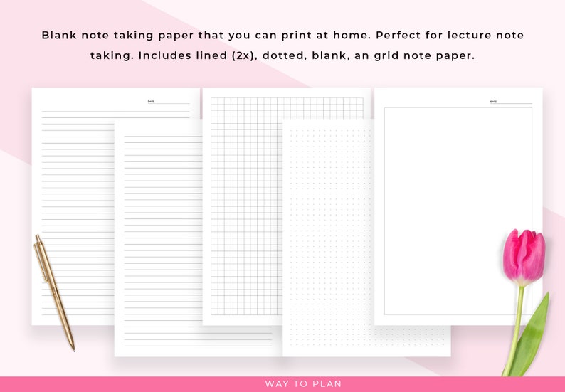 Lecture Notes Template. Printable Note Taking Paper. Blank Student ...