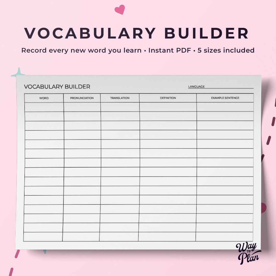 Vocabulary Planner Pdf, Daily Use Vocabulary Notebook Journal, Vocabulary Words With Meaning ...