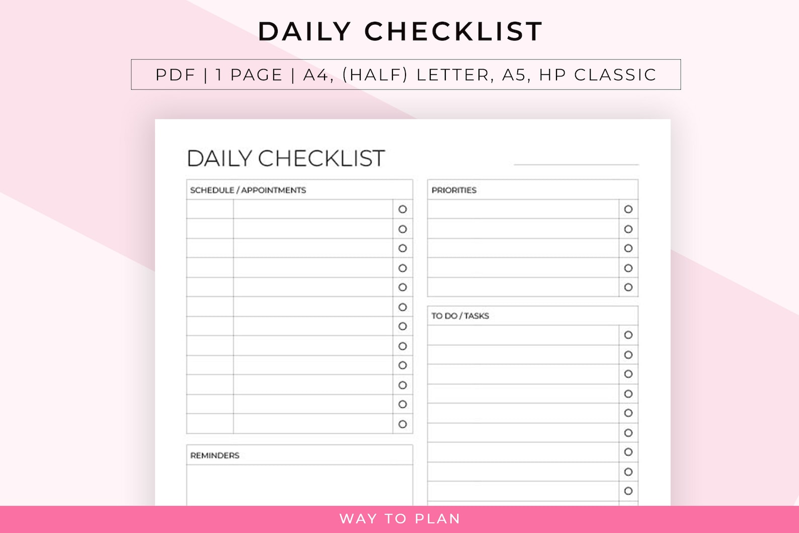 Daily Checklist, Daily Checklist Planner to Plan and Organize Your Days ...