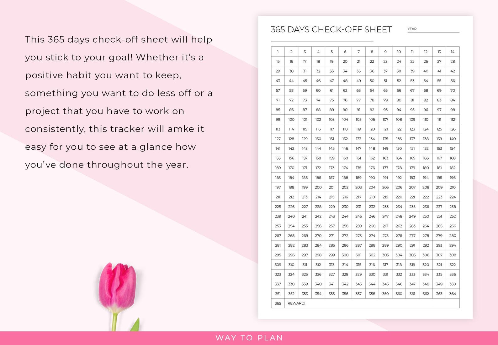 365 Days Tracker, 365 Days Check Off, 365 Journal, 365 Day Challenge ...