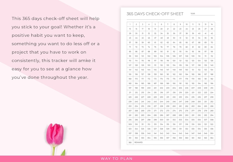 365 Days Tracker, 365 Days Check Off, 365 Journal, 365 Day Challenge ...