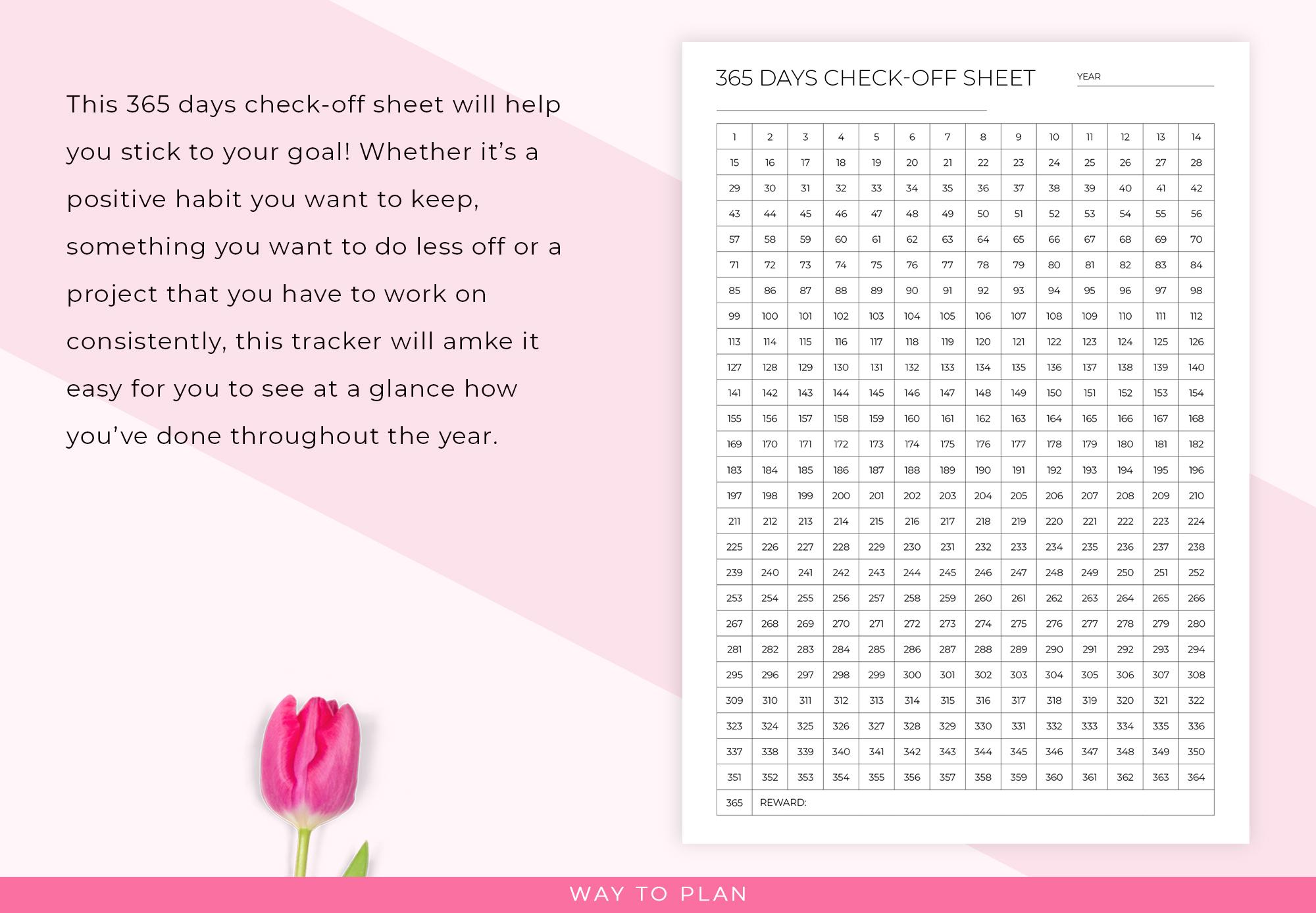 365 Days Tracker, 365 Days Check Off, 365 Journal, 365 Day Challenge ...