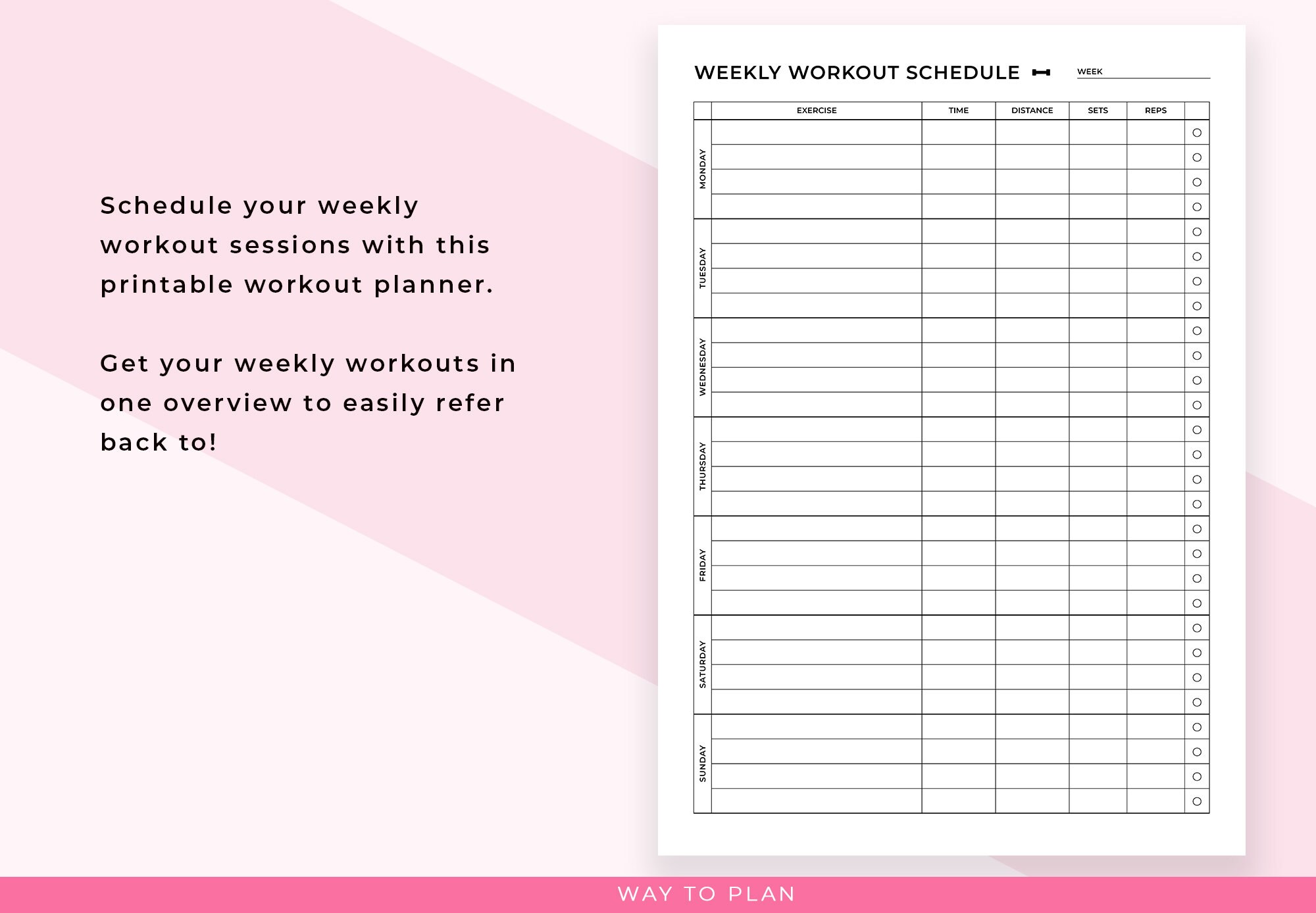 Weekly Workout Planner. Printable Daily Workout Schedule. Workout ...