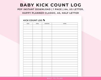 Kick Count Chart - Etsy Australia