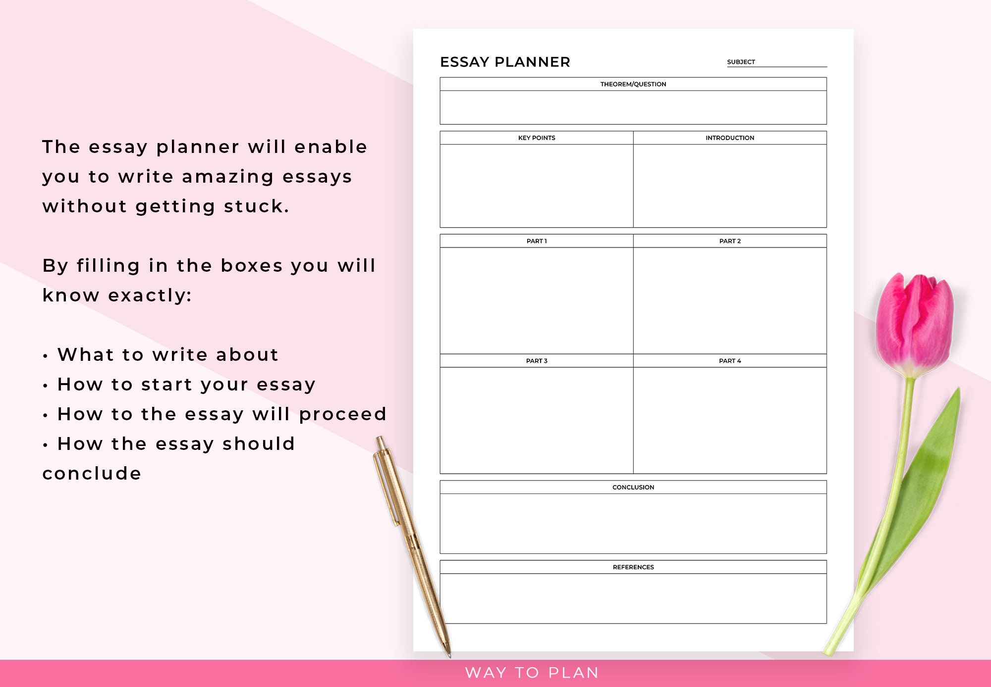 Essay Template Planner. Printable Essay Outline. Essay Writing Guide ...