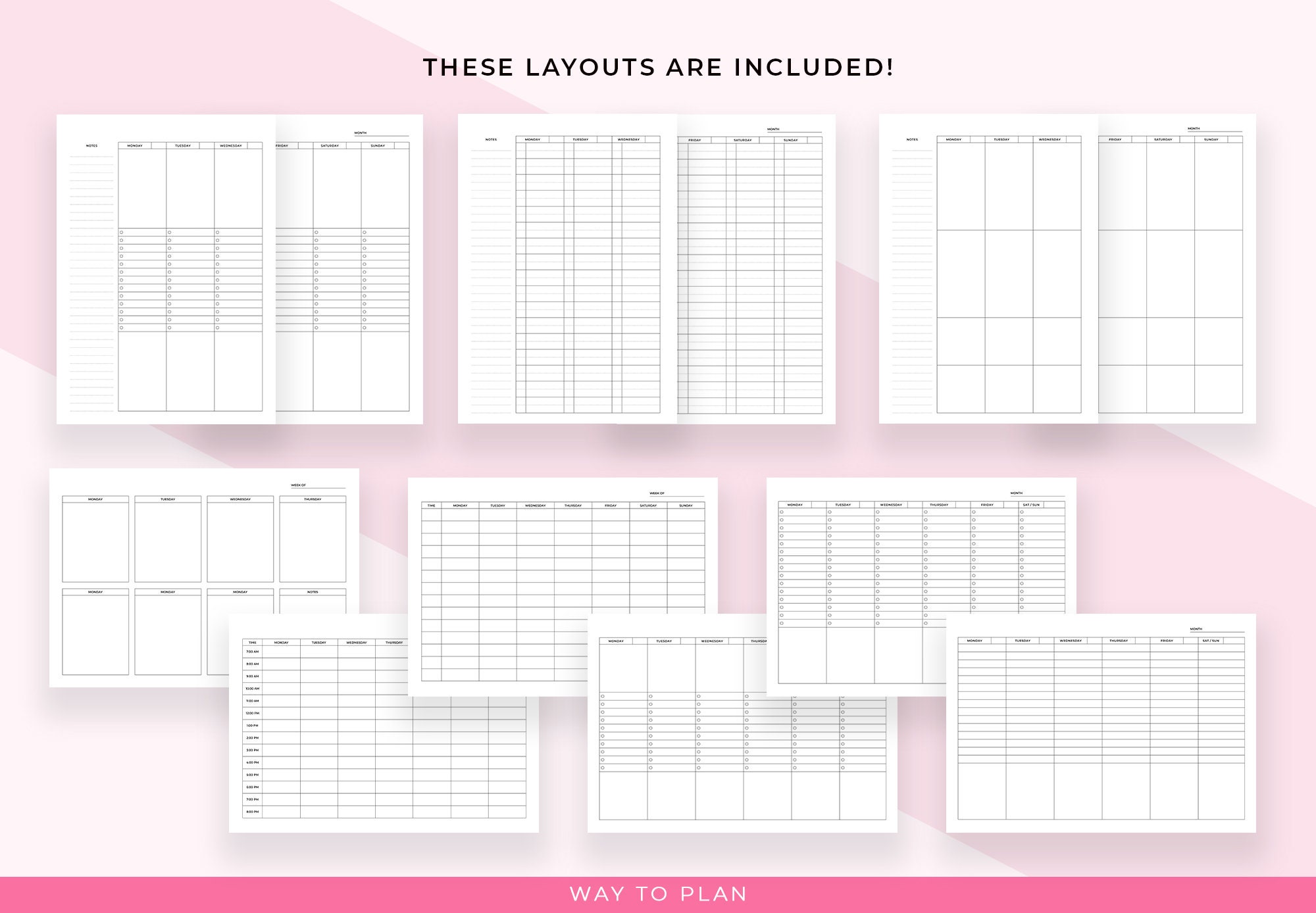 Weekly Planner Printable Bundle 2023. Week on 2 Pages at a Glance. to ...