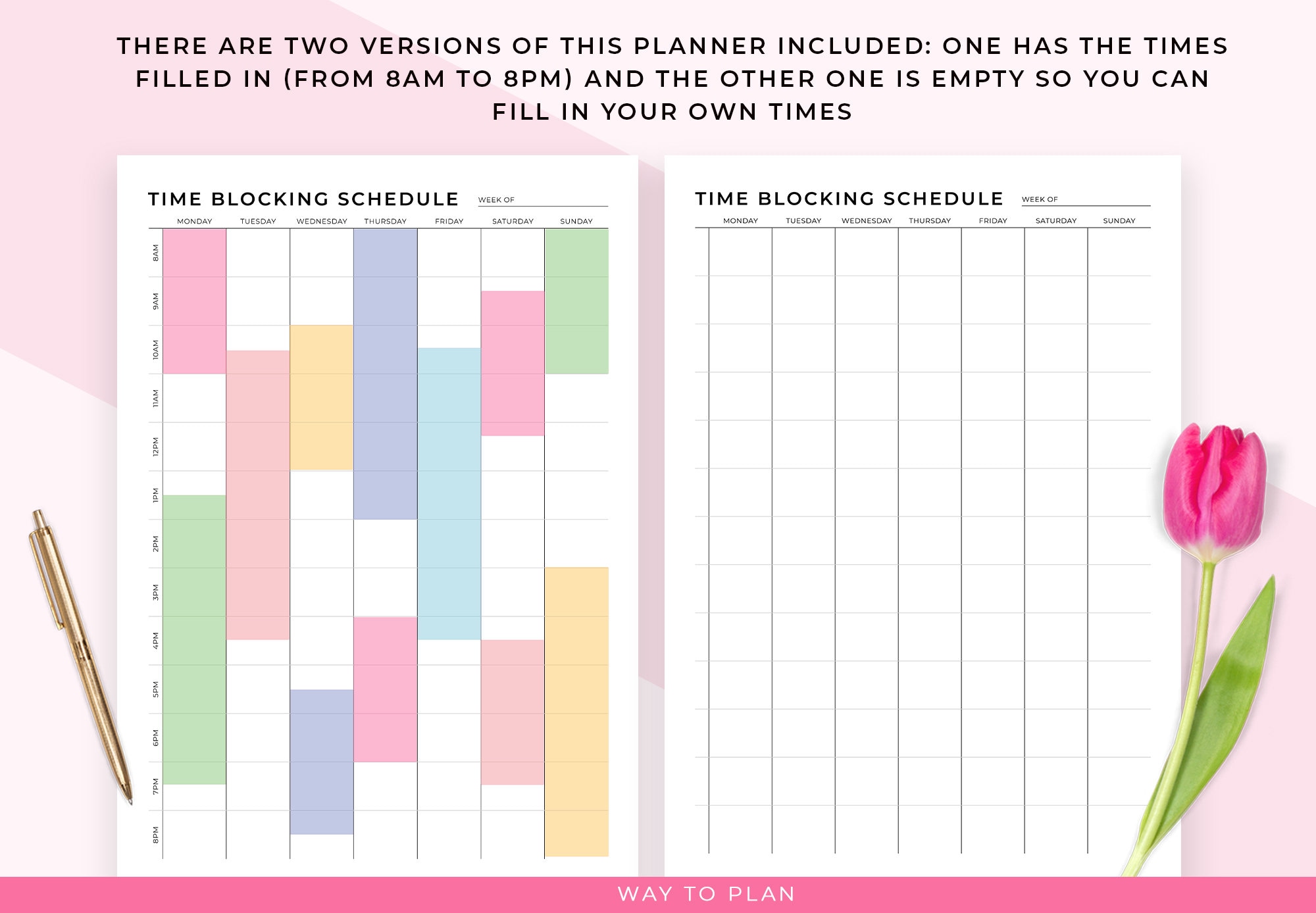 Time Block Schedule, Time Block Planner, Time Block Printable, Time ...