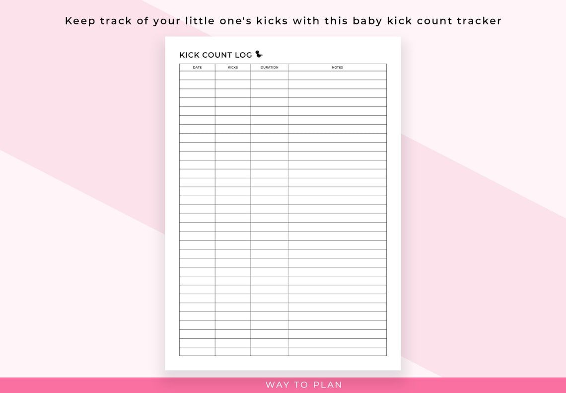 Fetal Kick Count Chart. Baby Kick Count Tracker. Printable Fetal ...