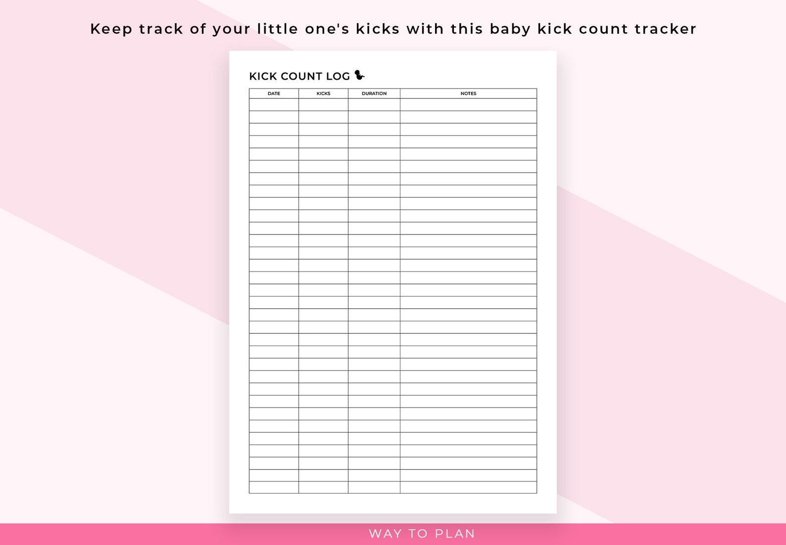 Fetal Kick Count Chart. Baby Kick Count Tracker. Printable Fetal ...