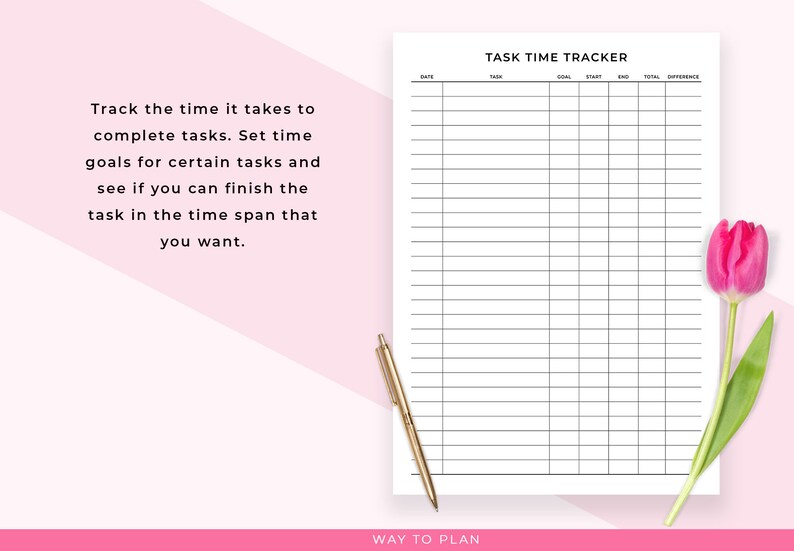 Task Time Tracker | Task Tracker Printable | Time Tracker Printable ...