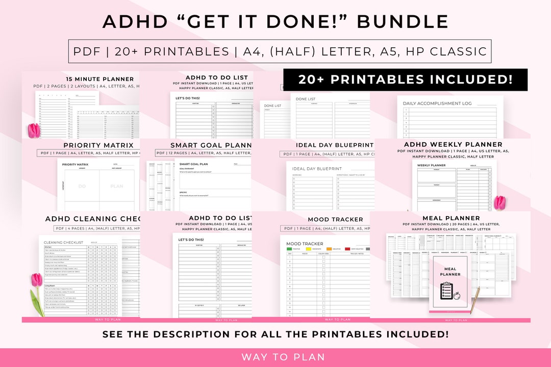 2024 ADHD Printable Bundle, ADHD Productivity Bundle to Help You ...