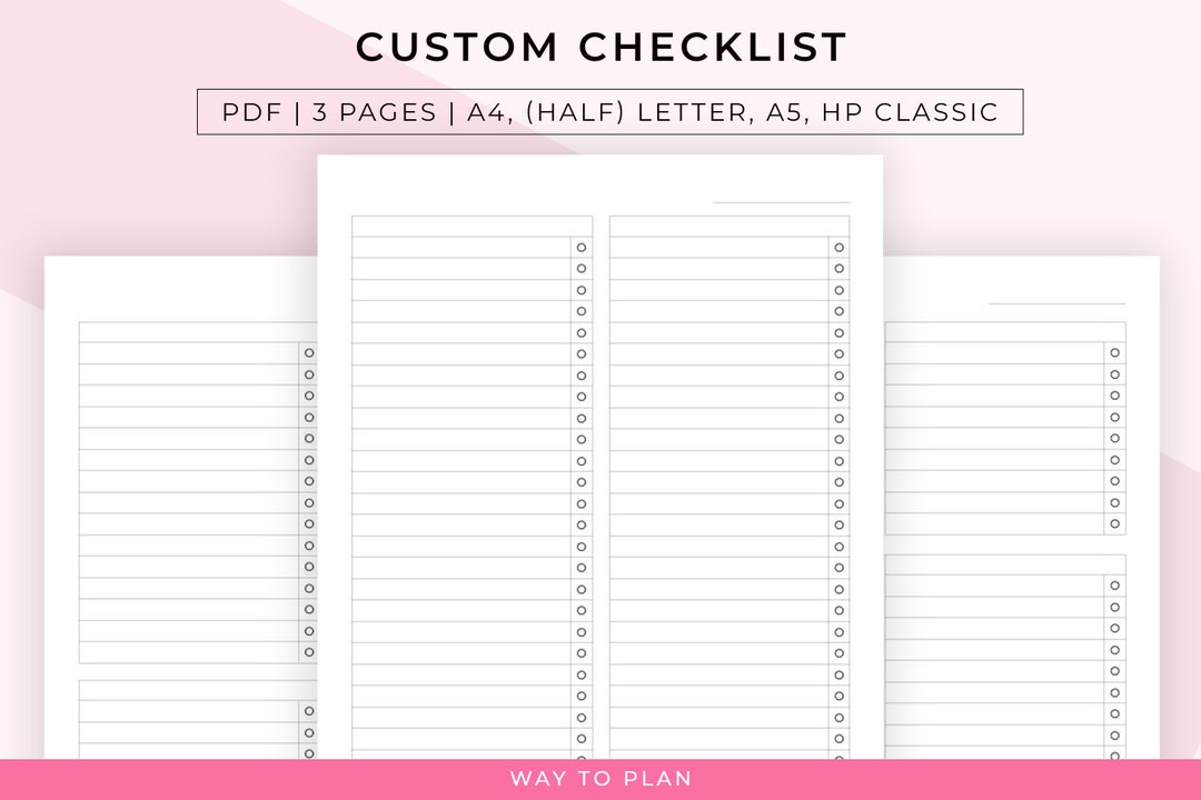 Custom Checklist to Make Your Own Checklists Tailored to Your Needs - Etsy
