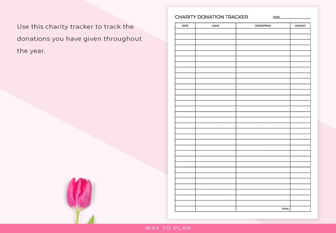 Charity Donation Tracker Printable Pdf, Fundraiser Tracker, Fundraising ...