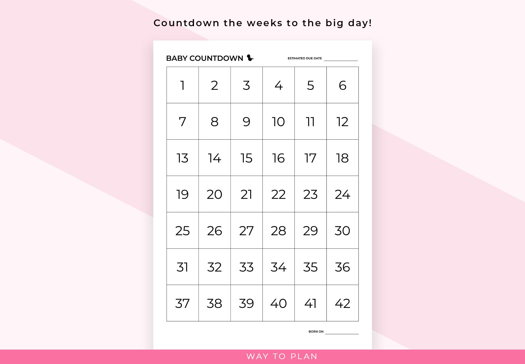 Baby Countdown Calendar Printable. Pregnancy Countdown Chart. Baby ...