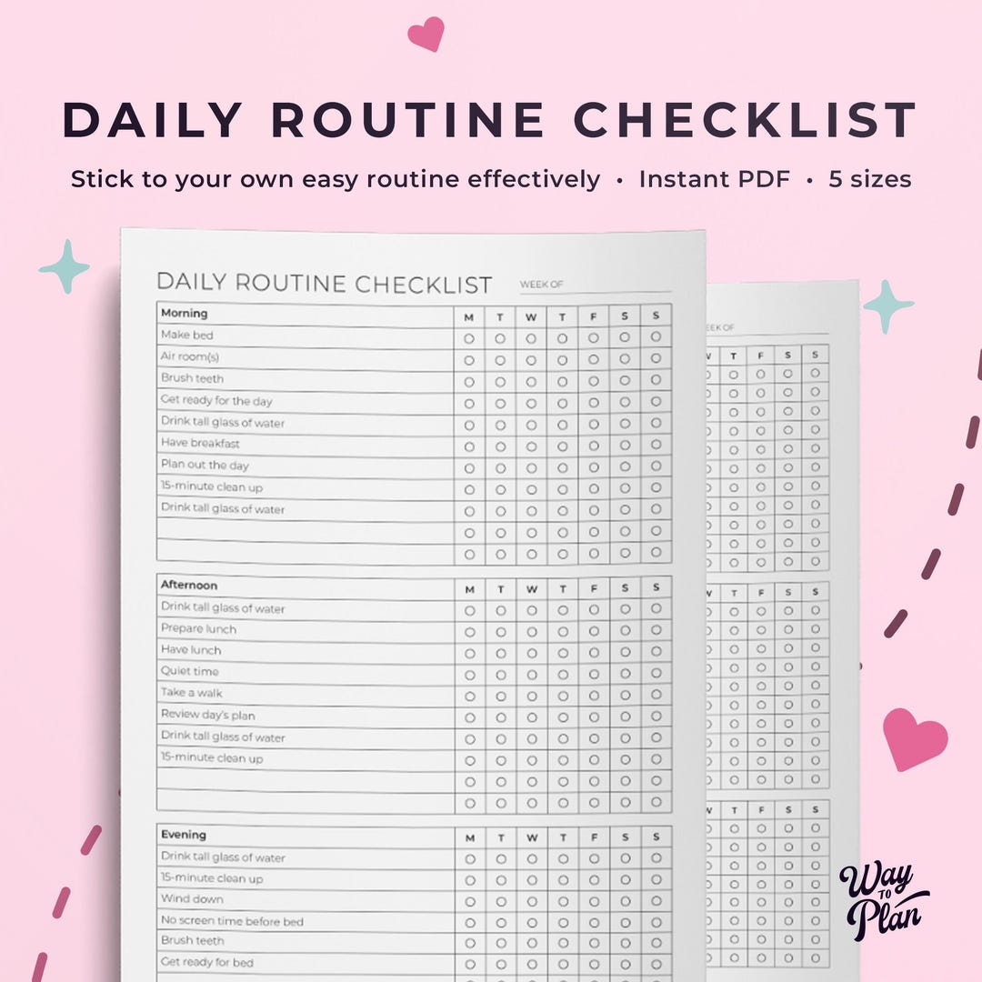 Daily Routine Checklist | Adhd-friendly Printable Planner to Stay on ...