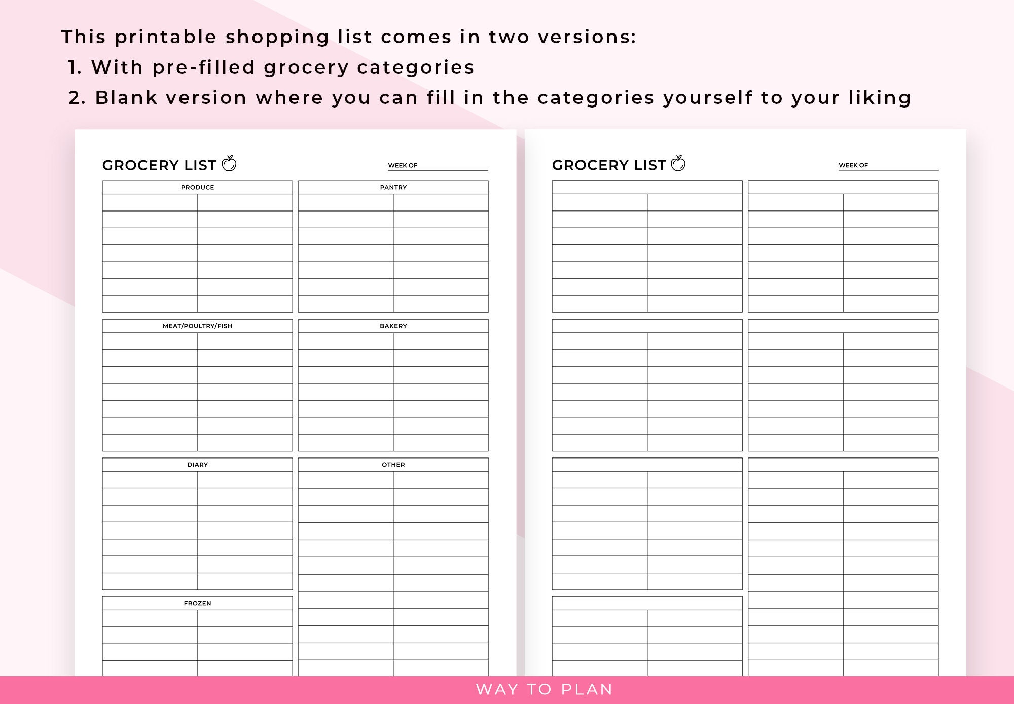 Grocery List Printable. Shopping List Template PDF. Weekly Groceries ...