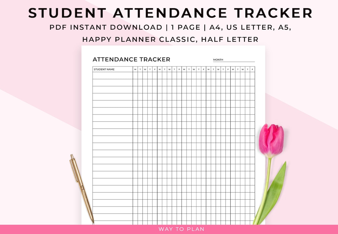 Student Attendance Tracker Sheet. Attendance Record Log for Teachers ...