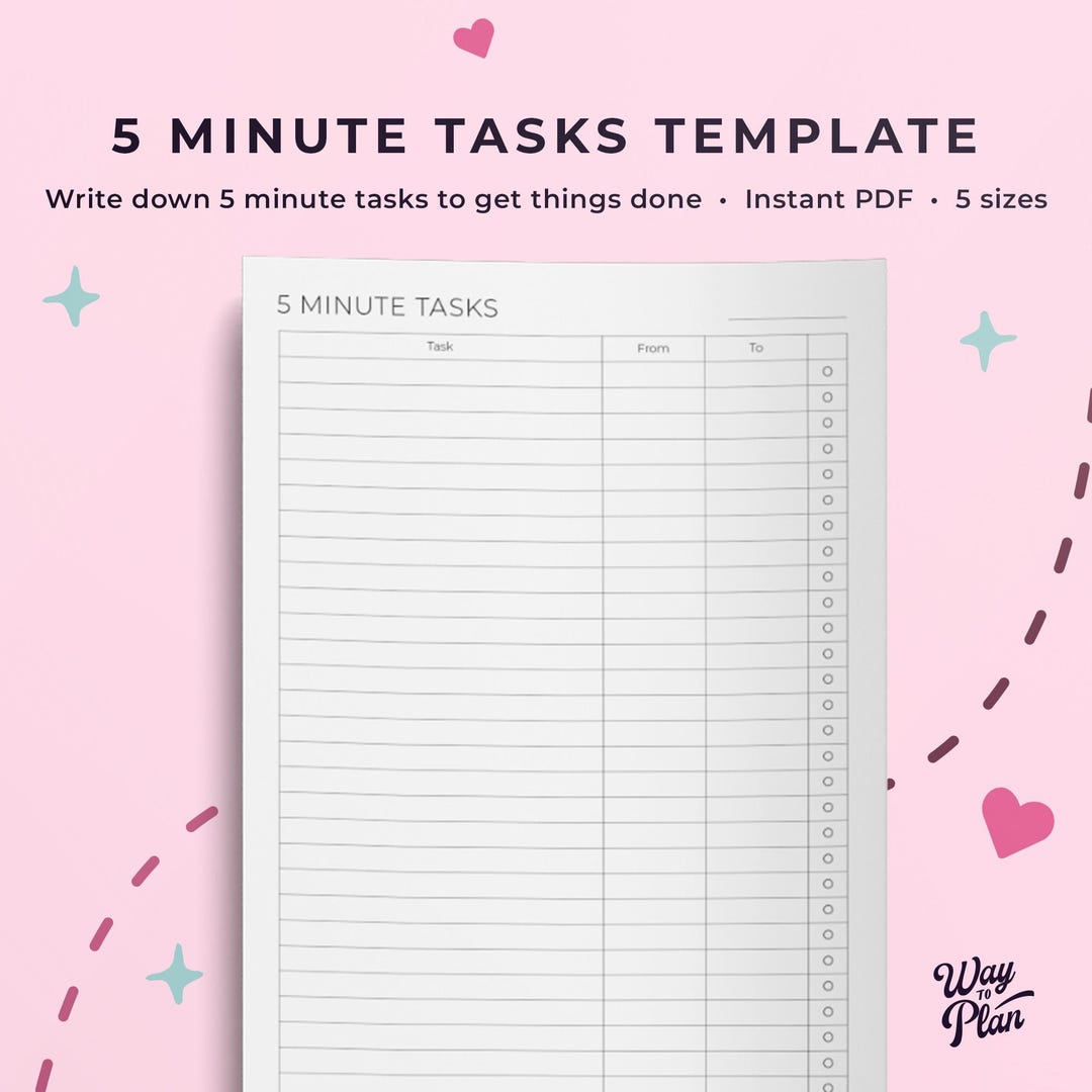 5 Minute Tasks to Help You Get More Things Done Every Day - Etsy