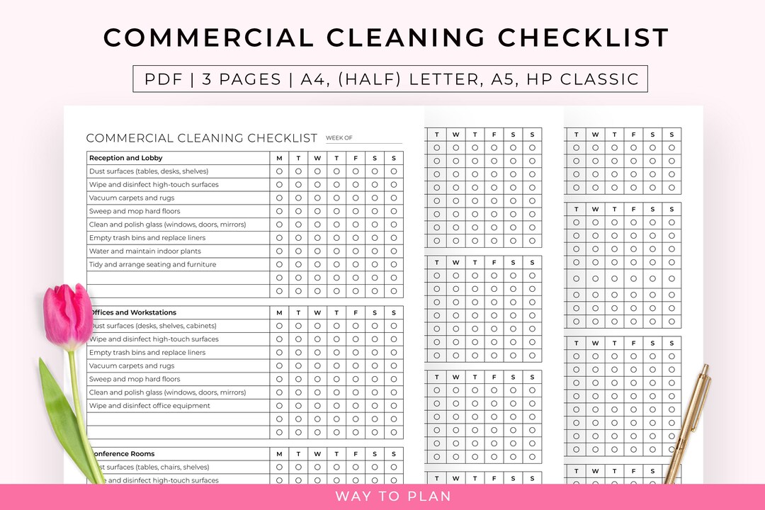 Commercial Cleaning Checklist - Cleaning Checklist, Office Cleaning ...