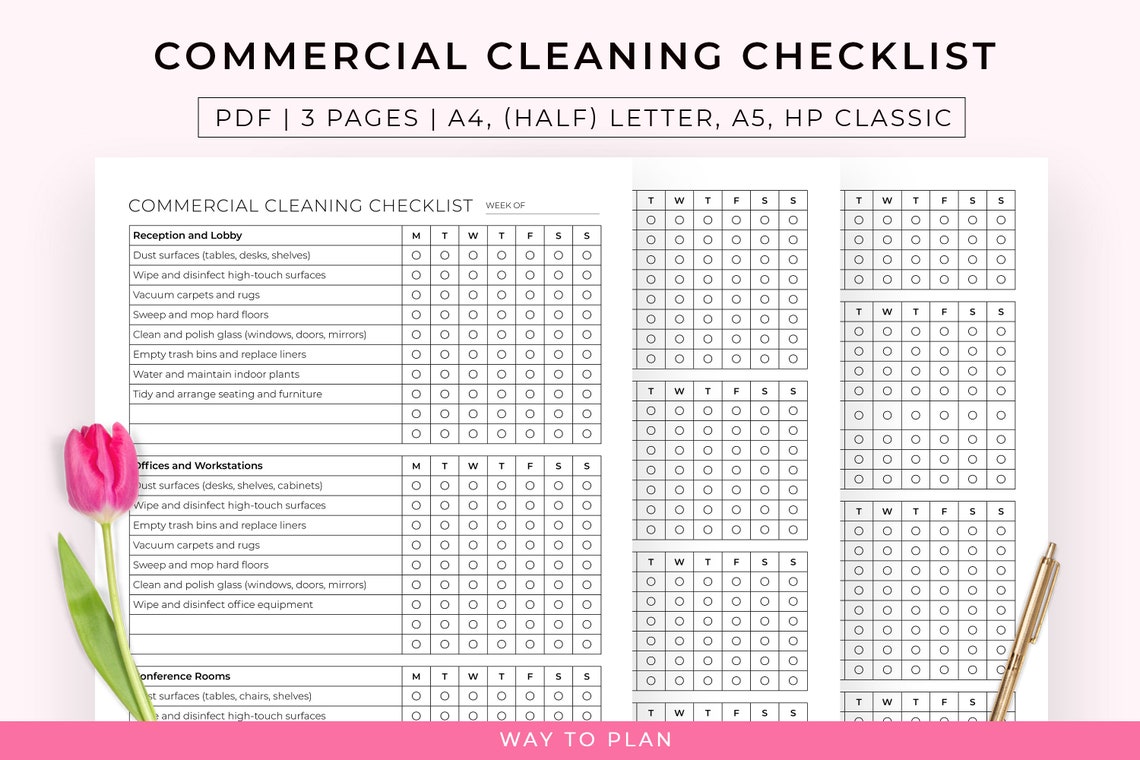Commercial Cleaning Checklist - Cleaning Checklist, Office Cleaning ...