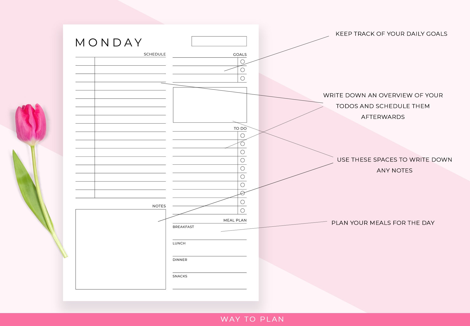 Editable Daily Planner Printable. Customizable and Fillable. Daily ...