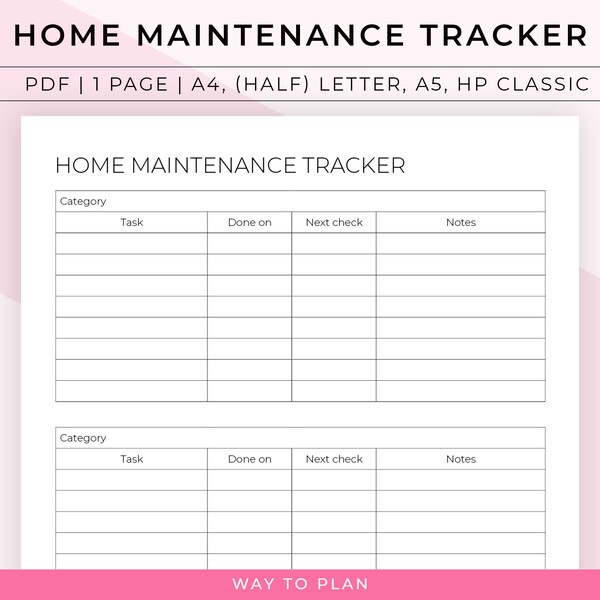 Maintenance Tracker - Etsy
