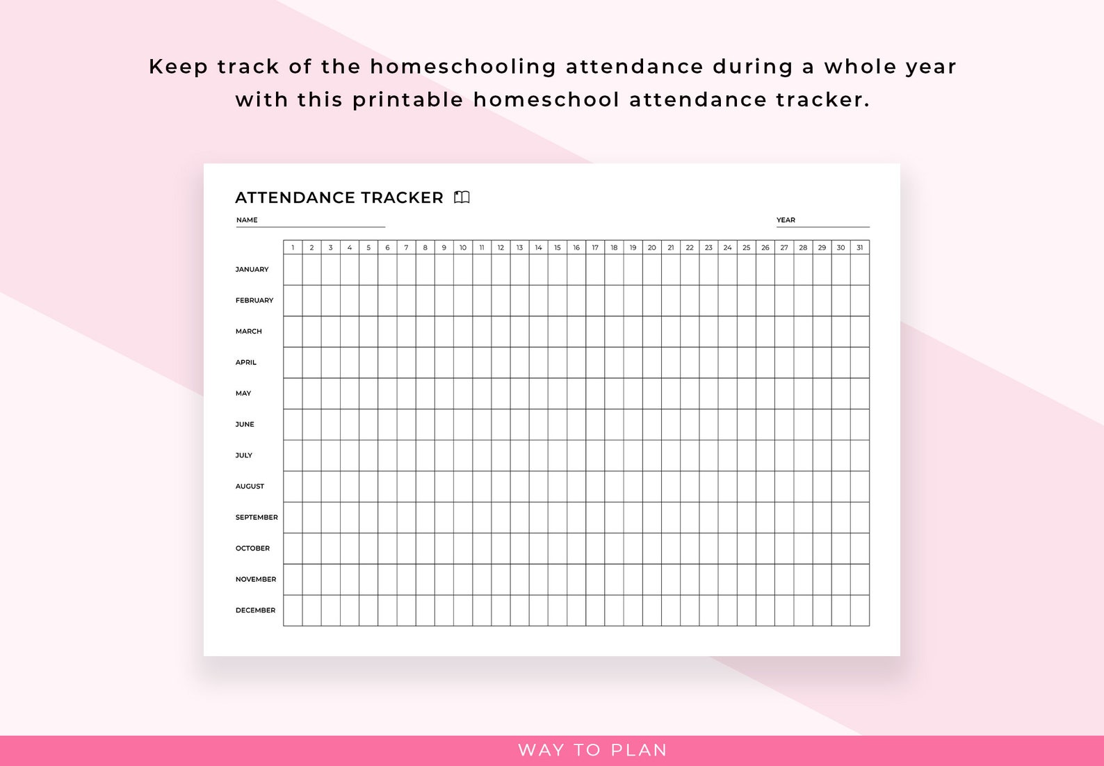 Homeschool Attendance Sheet Printable. Homeschool Attendance Tracker ...