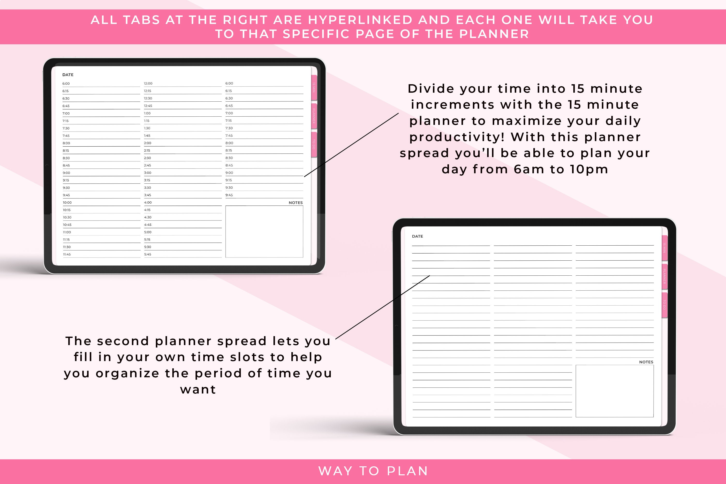 Digital 15 Minute Planner for Goodnotes | iPad Planner for Productivity ...