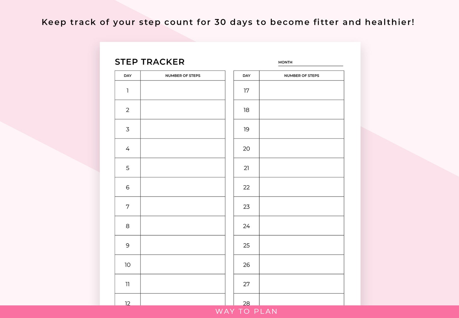 Step Tracker Printable. 30 Day Step Challenge Template. Walking Tracker ...