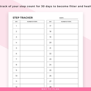 Step Tracker Printable. 30 Day Step Challenge Template. Walking Tracker ...