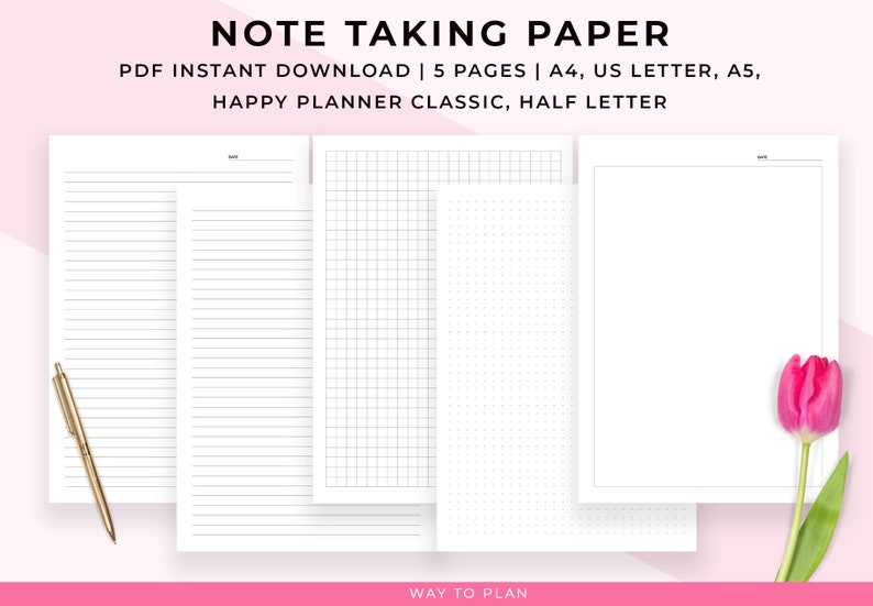 Lecture Notes Template. Printable Note Taking Paper. Blank Student ...