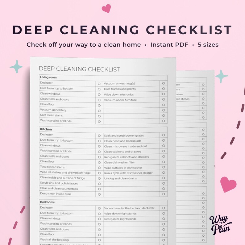 Deep Cleaning Checklist to Get Your Deep Cleaning Done - Etsy