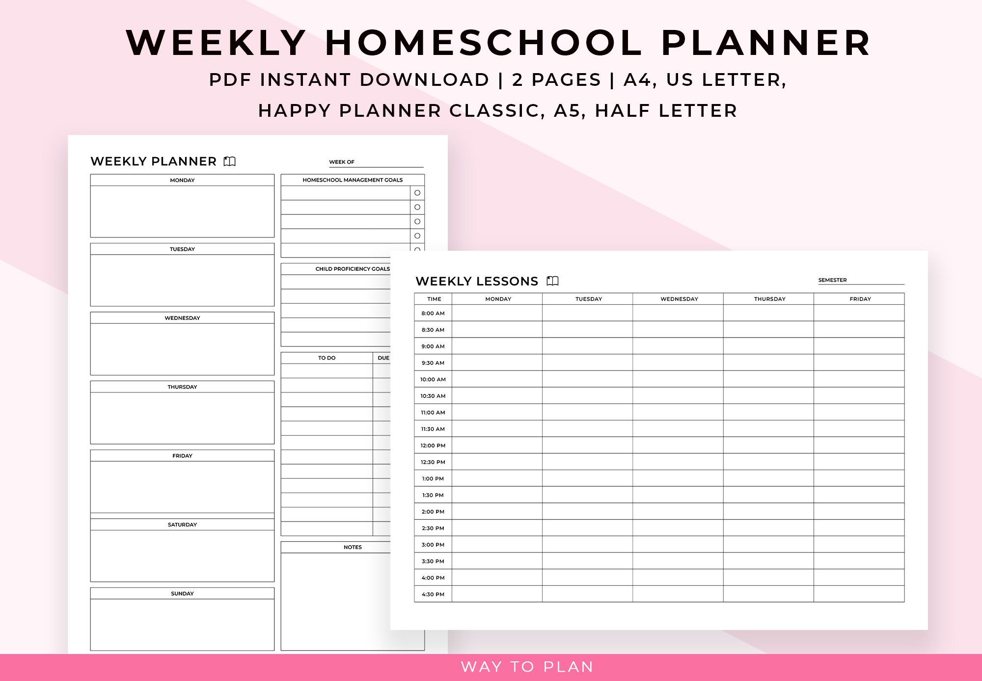Homeschool Weekly Planner Printable. Homeschool Weekly Schedule ...