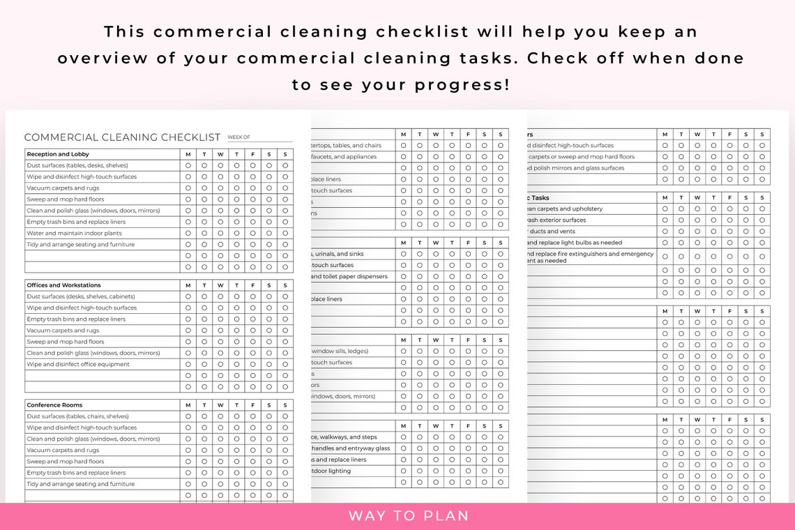 Commercial Cleaning Checklist - Cleaning Checklist, Office Cleaning ...