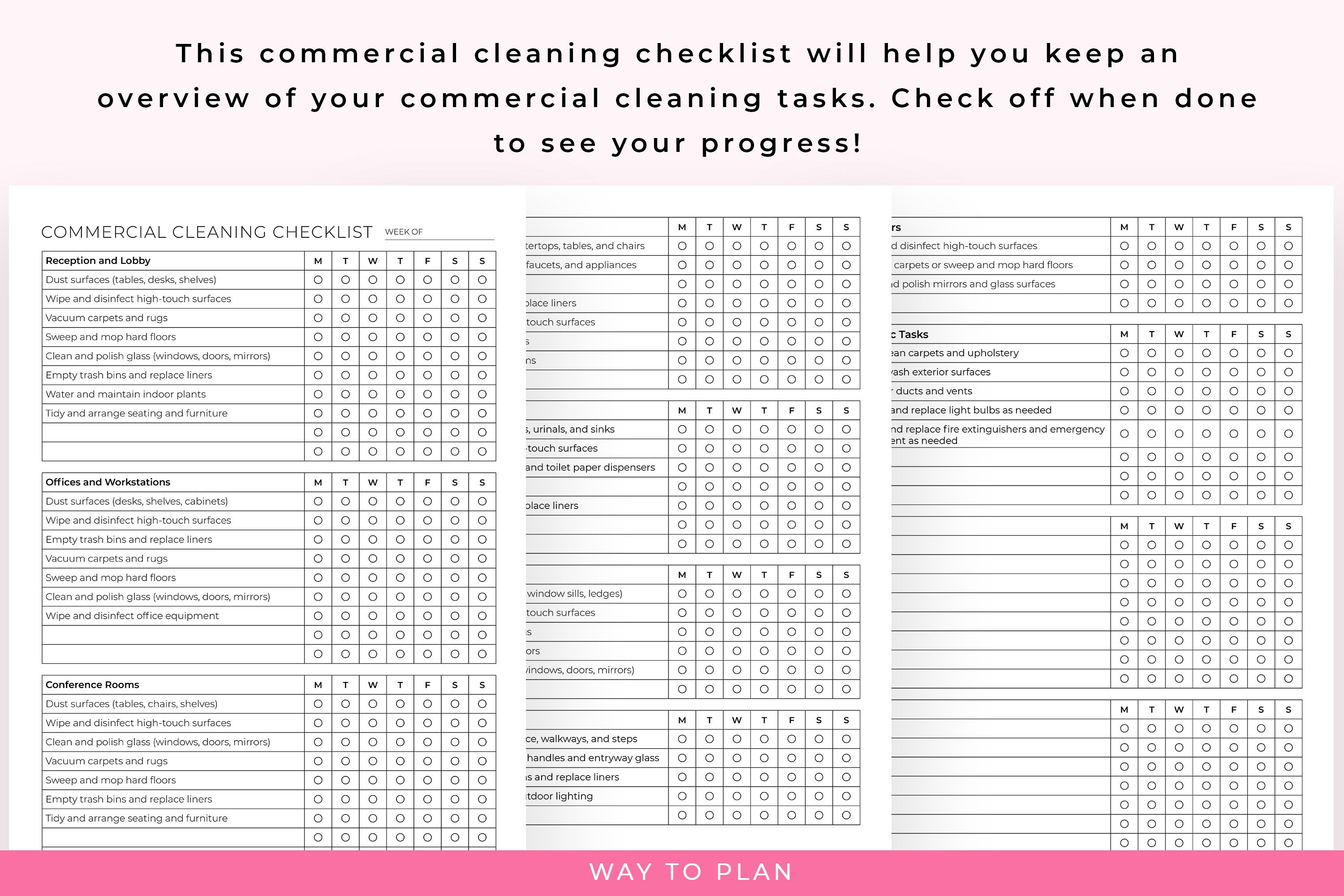 Commercial Cleaning Checklist - Cleaning Checklist, Office Cleaning ...