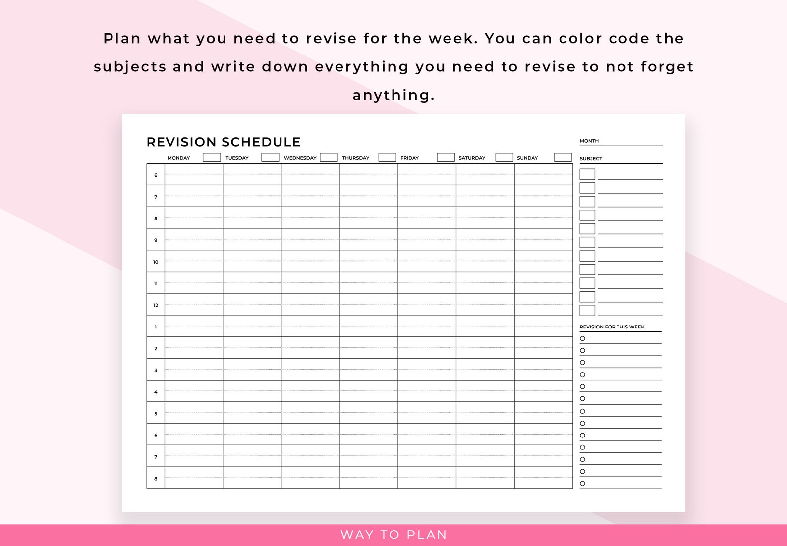 Revision Planner, Revision Schedule, Revision Timetable, Study Revision ...