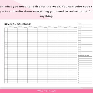 Revision Planner, Revision Schedule, Revision Timetable, Study Revision ...